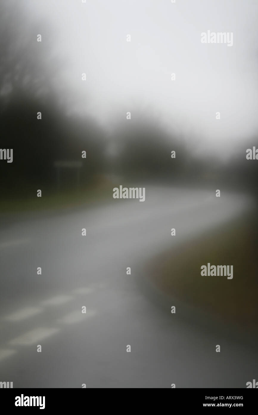 rural street in rain in countryside Stock Photo - Alamy