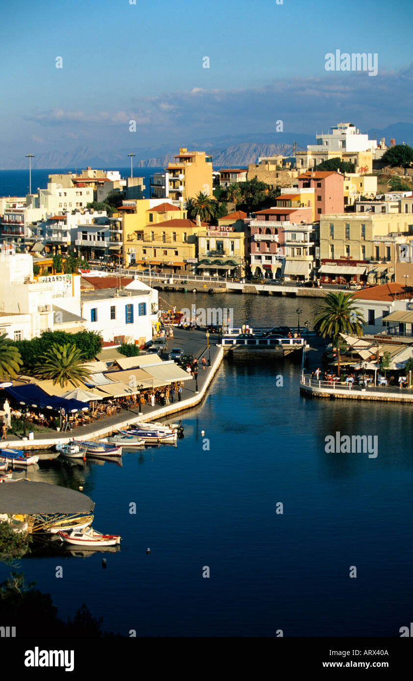 greece crete a view of Agios Nikolaos harbour Stock Photo - Alamy