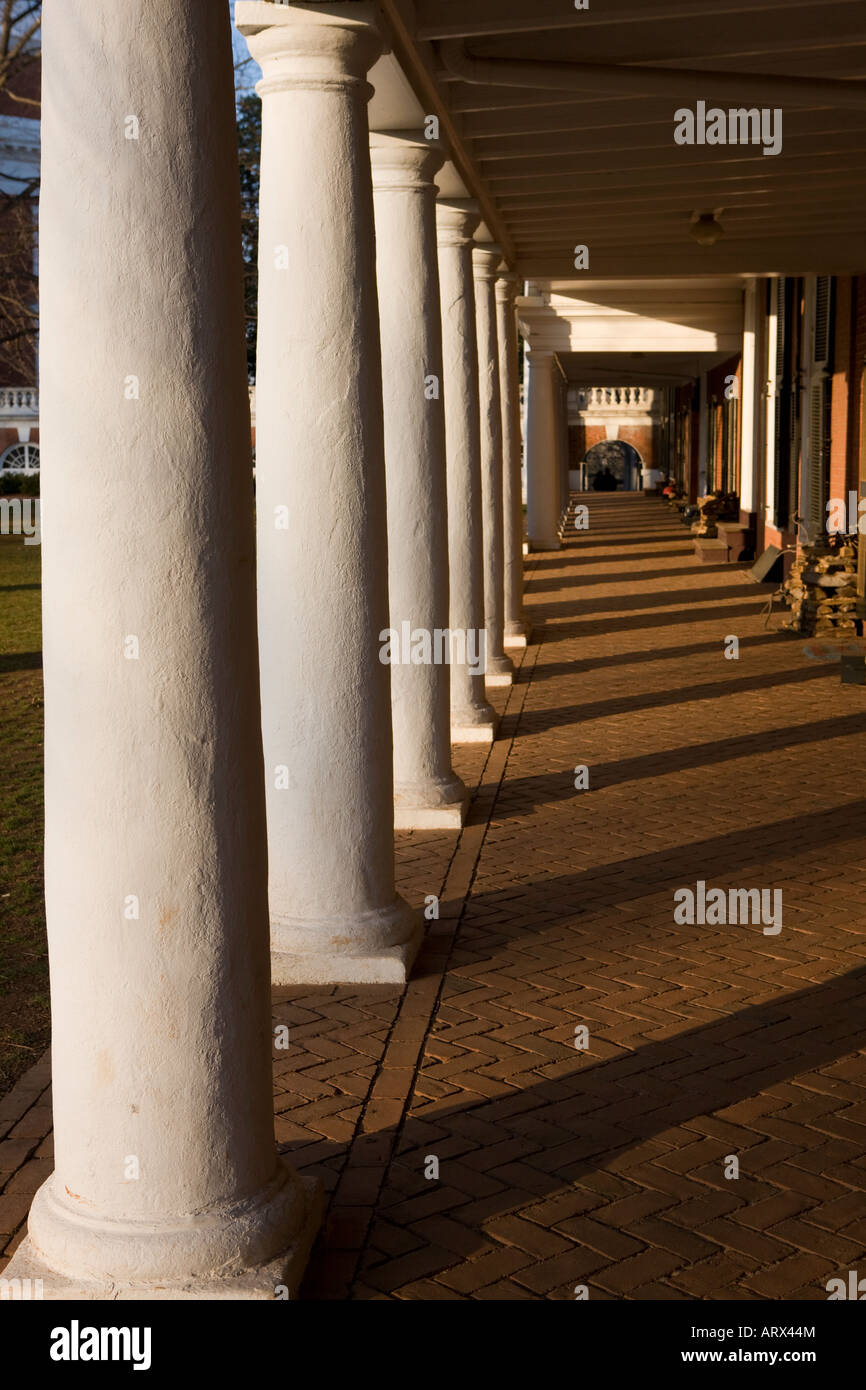 White columns line dorm rooms along the Lawn in front of the Rotunda on ...