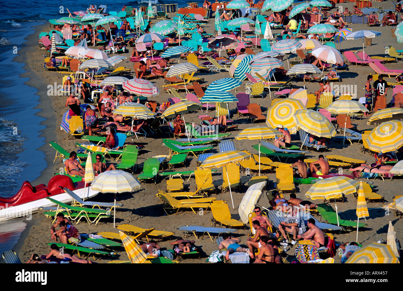 greece crete the crowded beach at malia Stock Photo - Alamy
