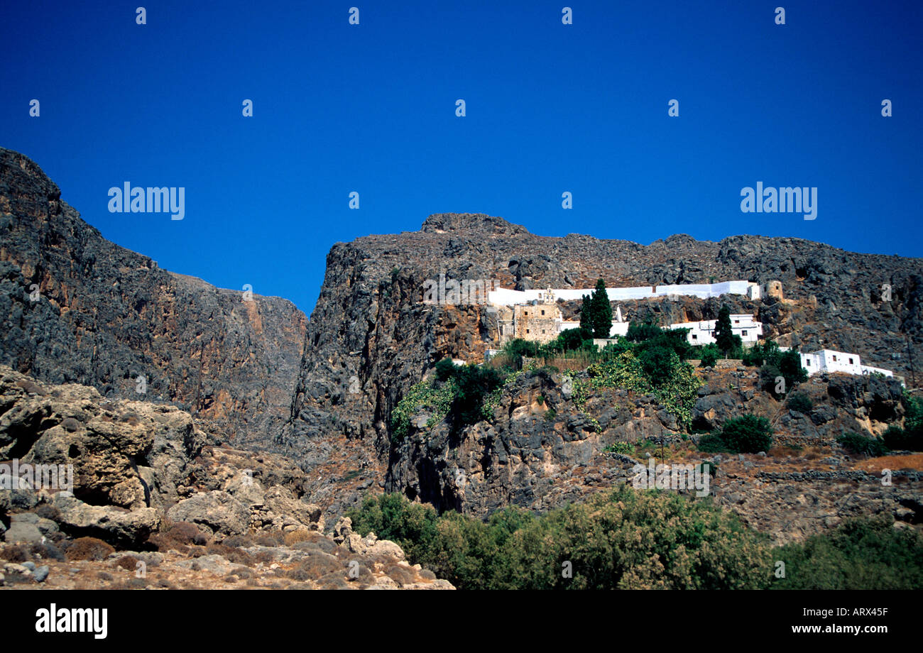 greece crete south coast a view of the kapsa monastery Stock Photo - Alamy