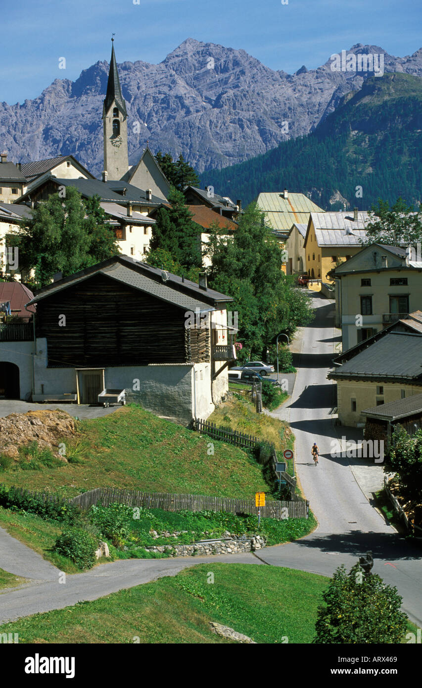 Mountain Village of Guarda Lower Engadine Valley Dolomite Mountains in ...