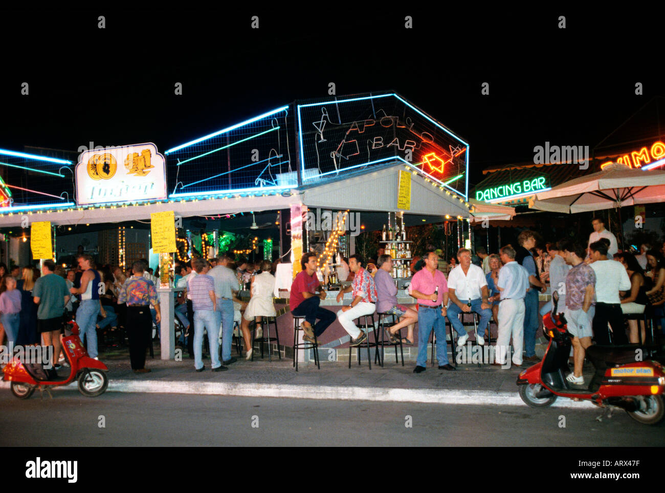 greece crete malia bar street at night Stock Photo: 3007614 - Alamy