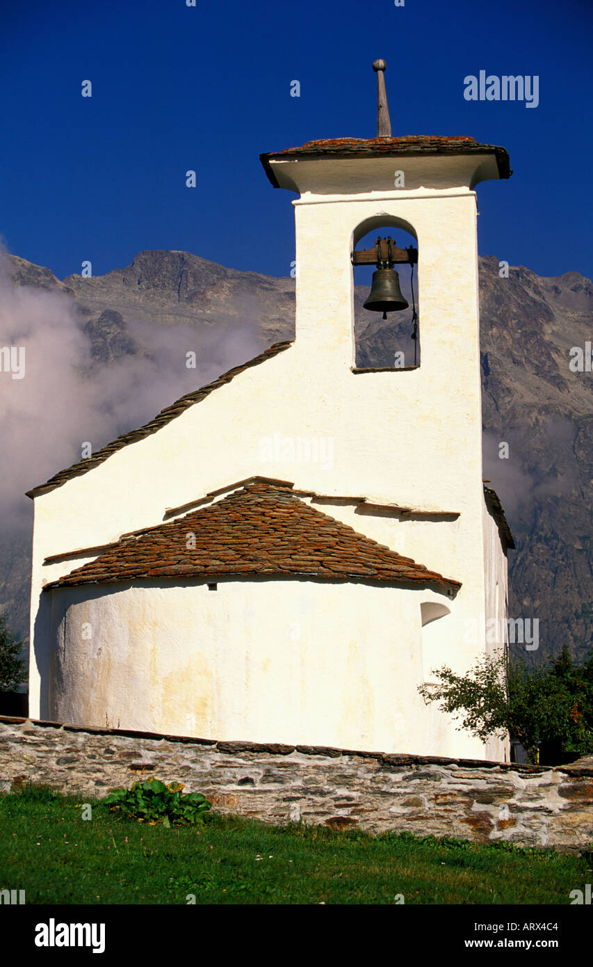 SWITZERLAND, Beautiful Little White Church in the Mountain Valley of ...