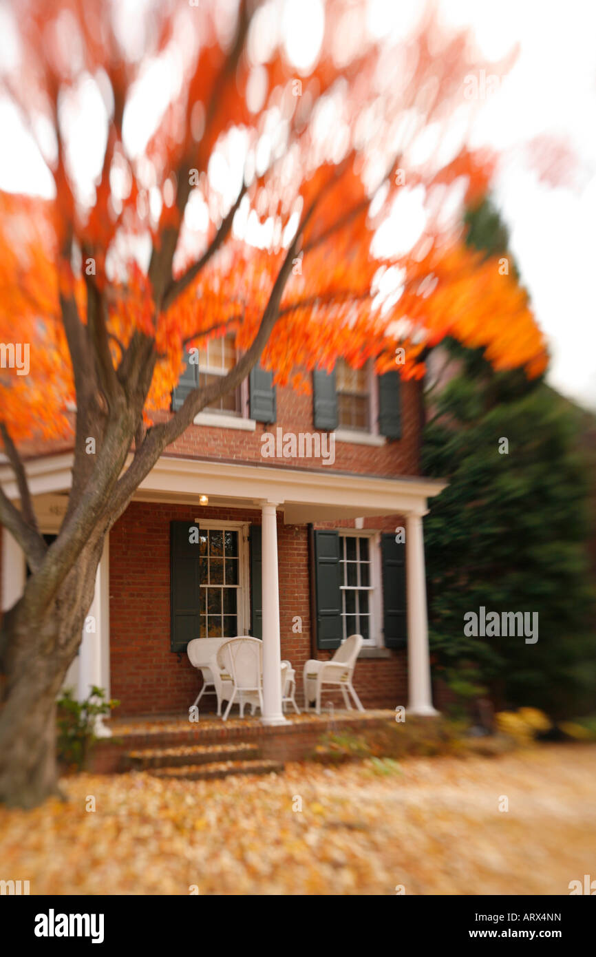 House, Chairs on porch, autumn, USA Stock Photo - Alamy