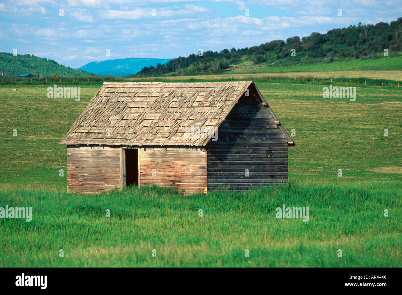 Old farm building on abandoned homestead in Colorado USA Stock Photo ...