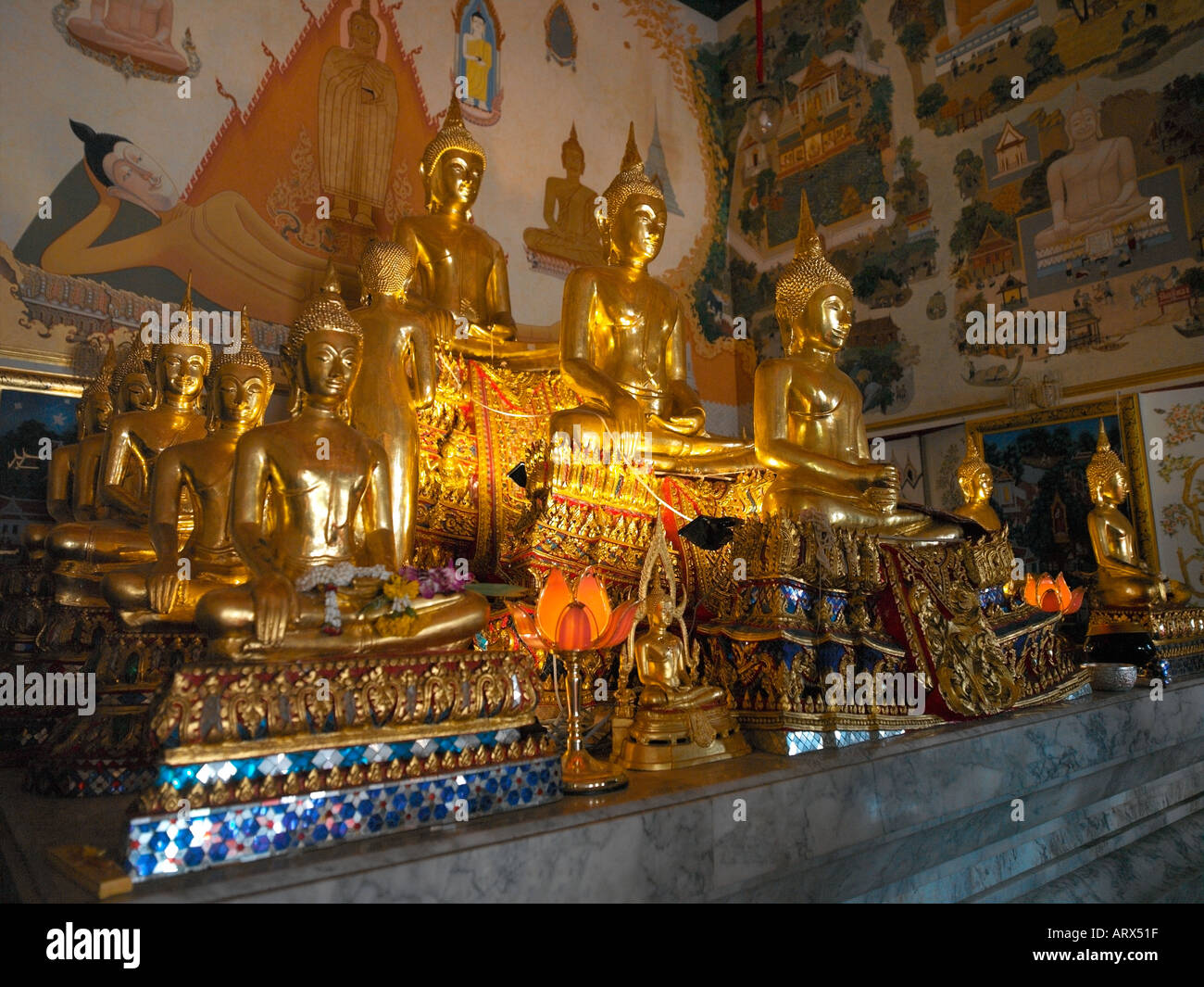 Interior of a Thai Buddhist Temple in Bangkok Thailand Stock Photo - Alamy