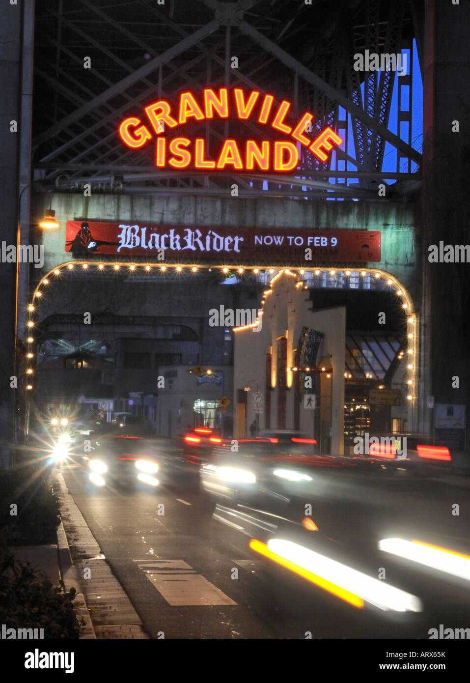 Granville Island neon sign False Creek Vancouver British Columbia ...