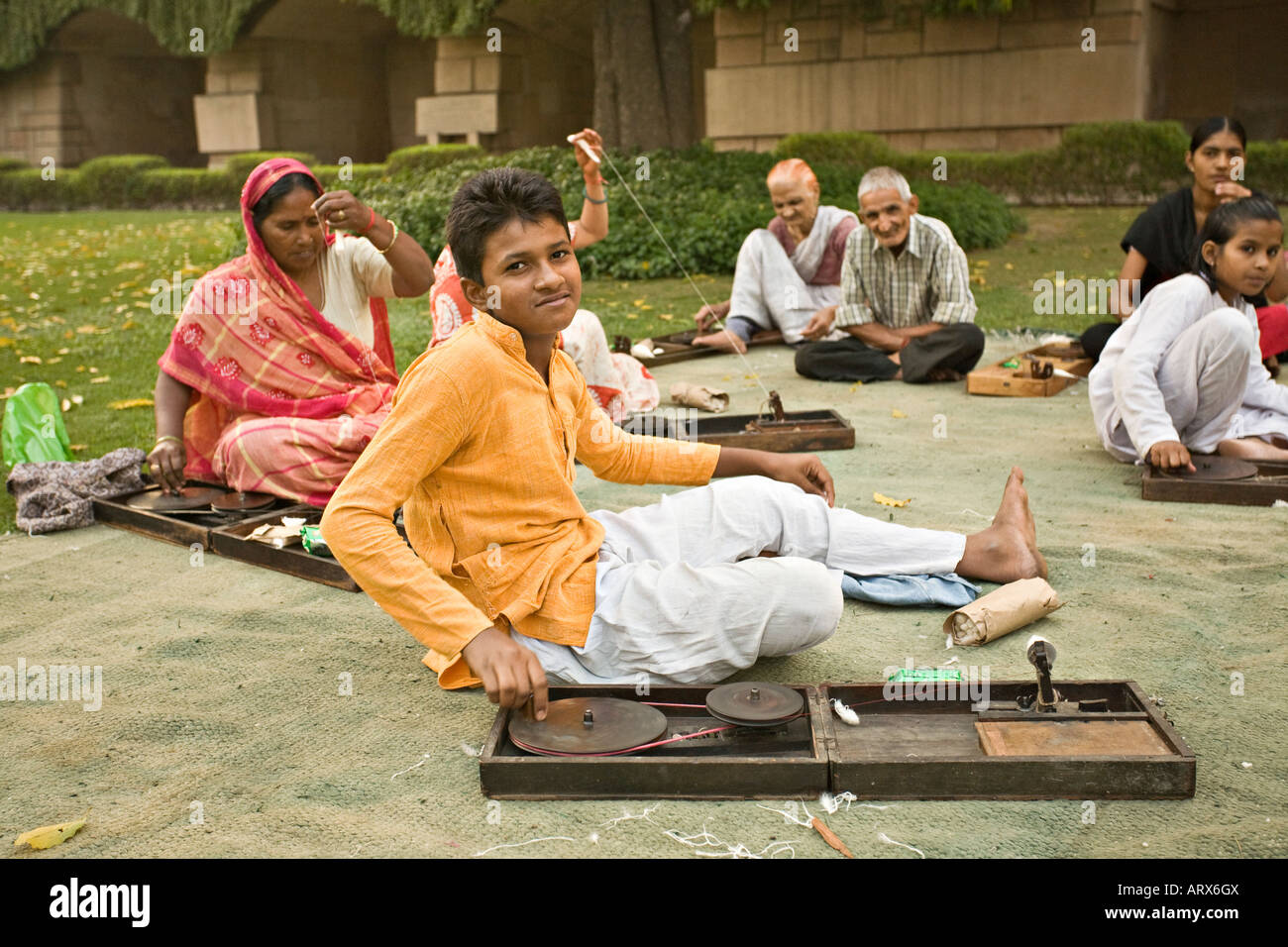 Boy spinning yarn, Delhi, India Stock Photo - Alamy