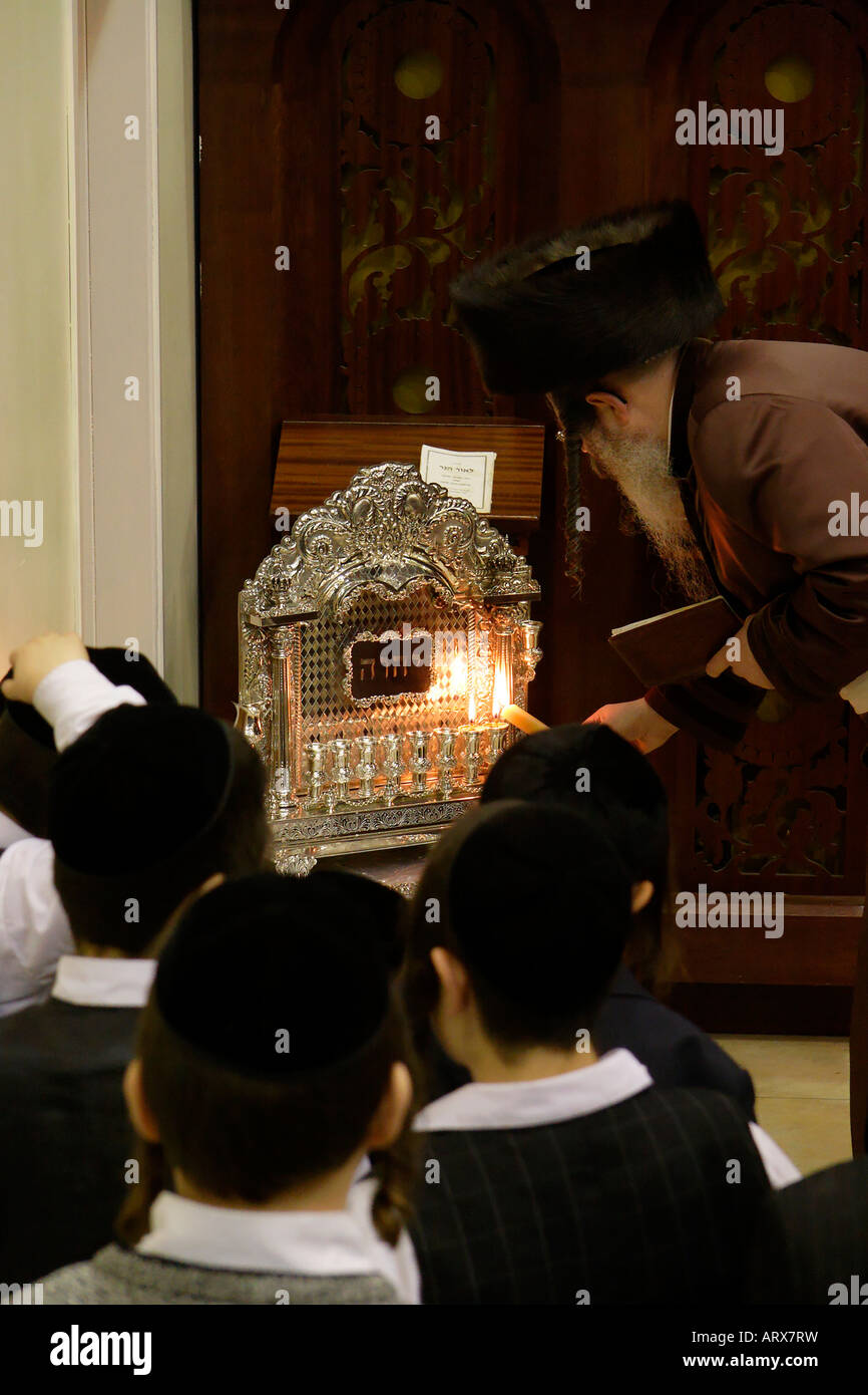 Israel Bnei Brak Hanukkah at the Premishlan congregation Stock Photo ...