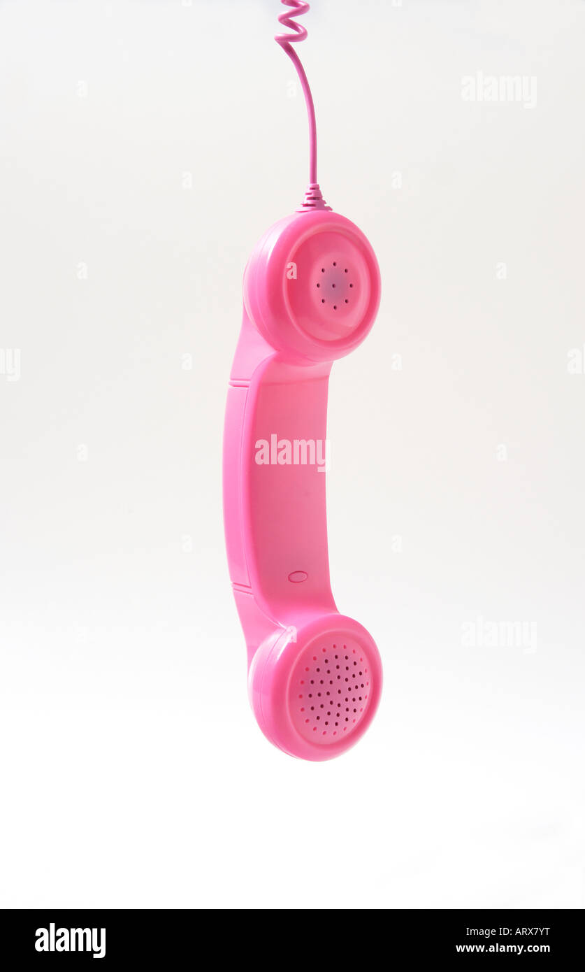pink telephone receiver Stock Photo - Alamy