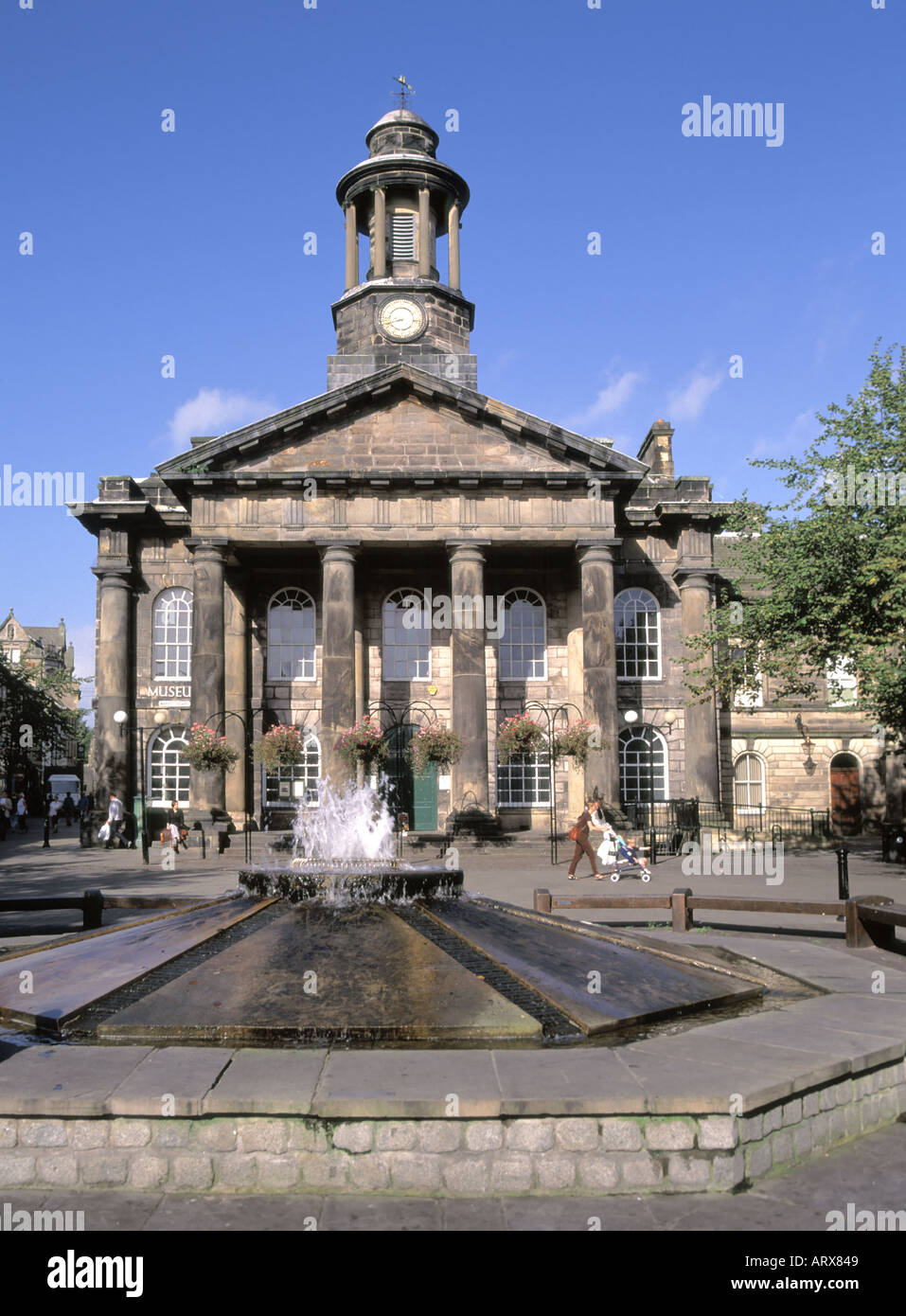 Lancaster town centre with fountain and Georgian Sessions House and The ...