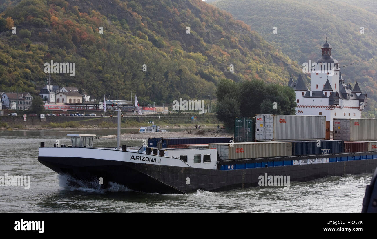 Rhein barge near Rüdesheim am Rhein Germany Stock Photo - Alamy