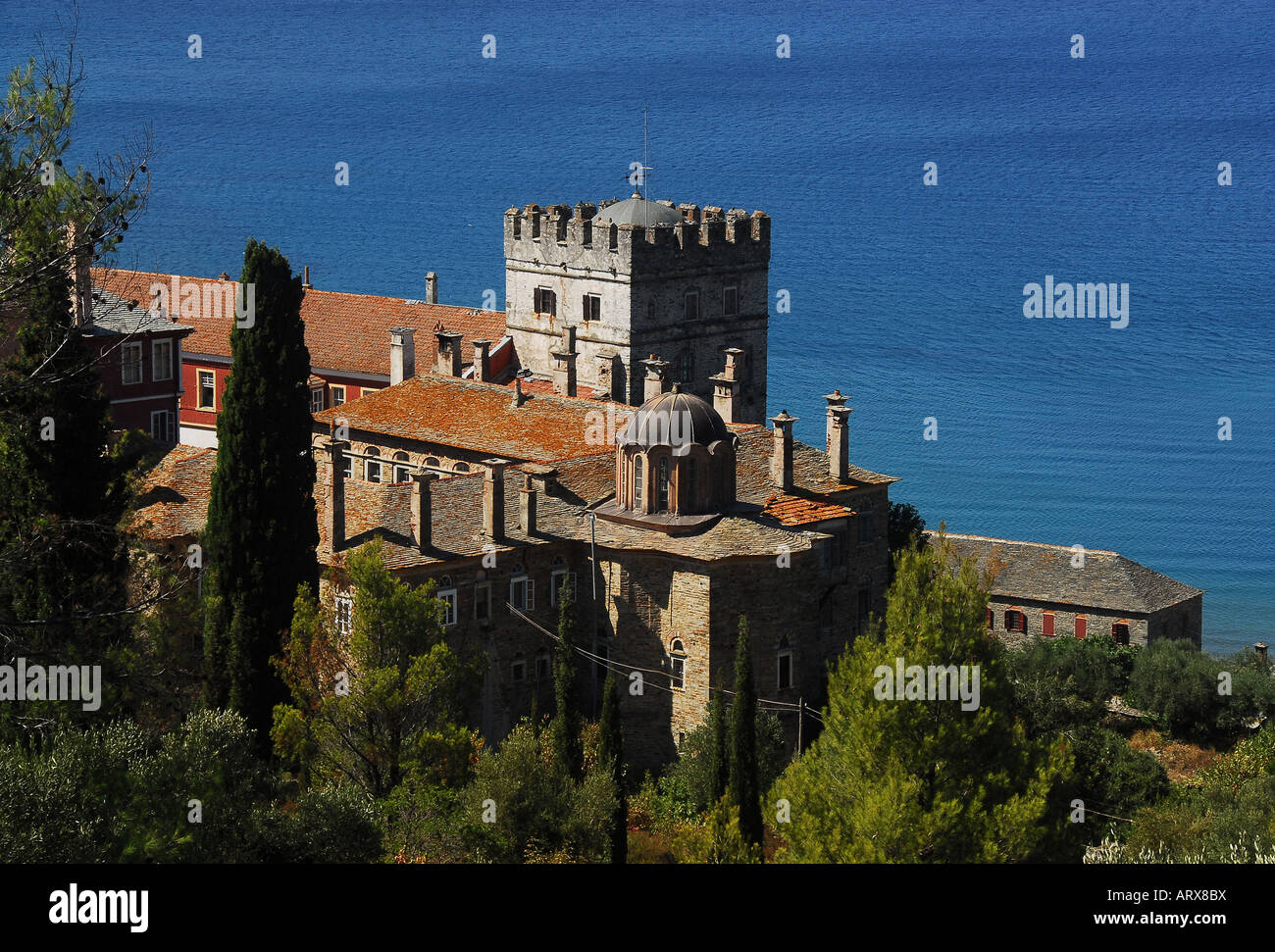 Vatopedi monastery Mount Athos Halkidiki Greece Stock Photo - Alamy