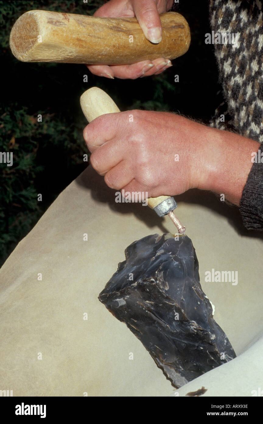 Flint knapping hi-res stock photography and images - Alamy
