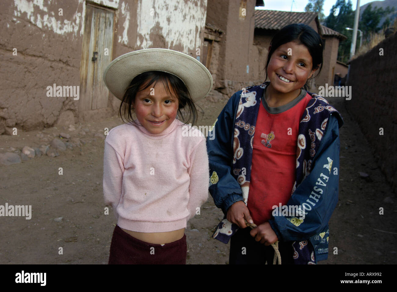 Peru Girls in a village outside Cusco Stock Photo - Alamy