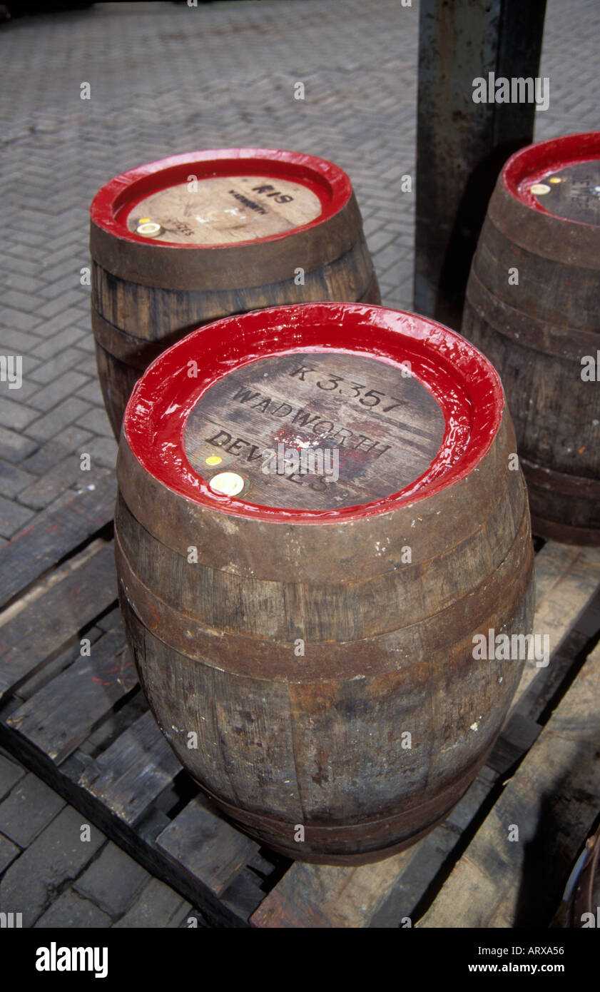 Beer barrel at Wadworth Brewery Devizes made by cooper Alastair Simms ...