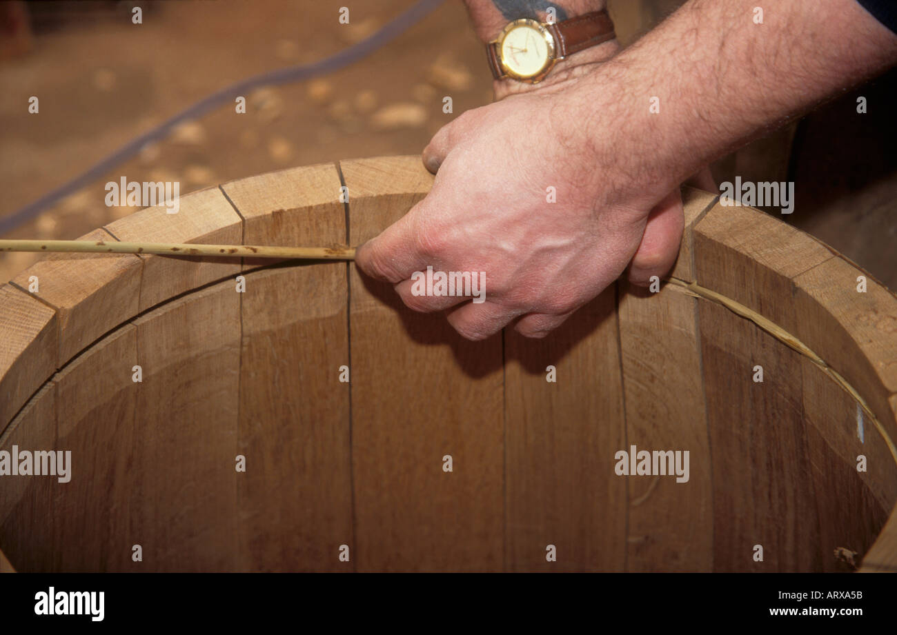 Cooper Alastair Simms putting reed in a groove around the end of a ...