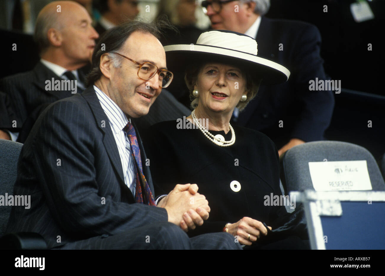 Margaret Thatcher PM Michael Howard MP at the Channel Tunnel Le Shuttle ...