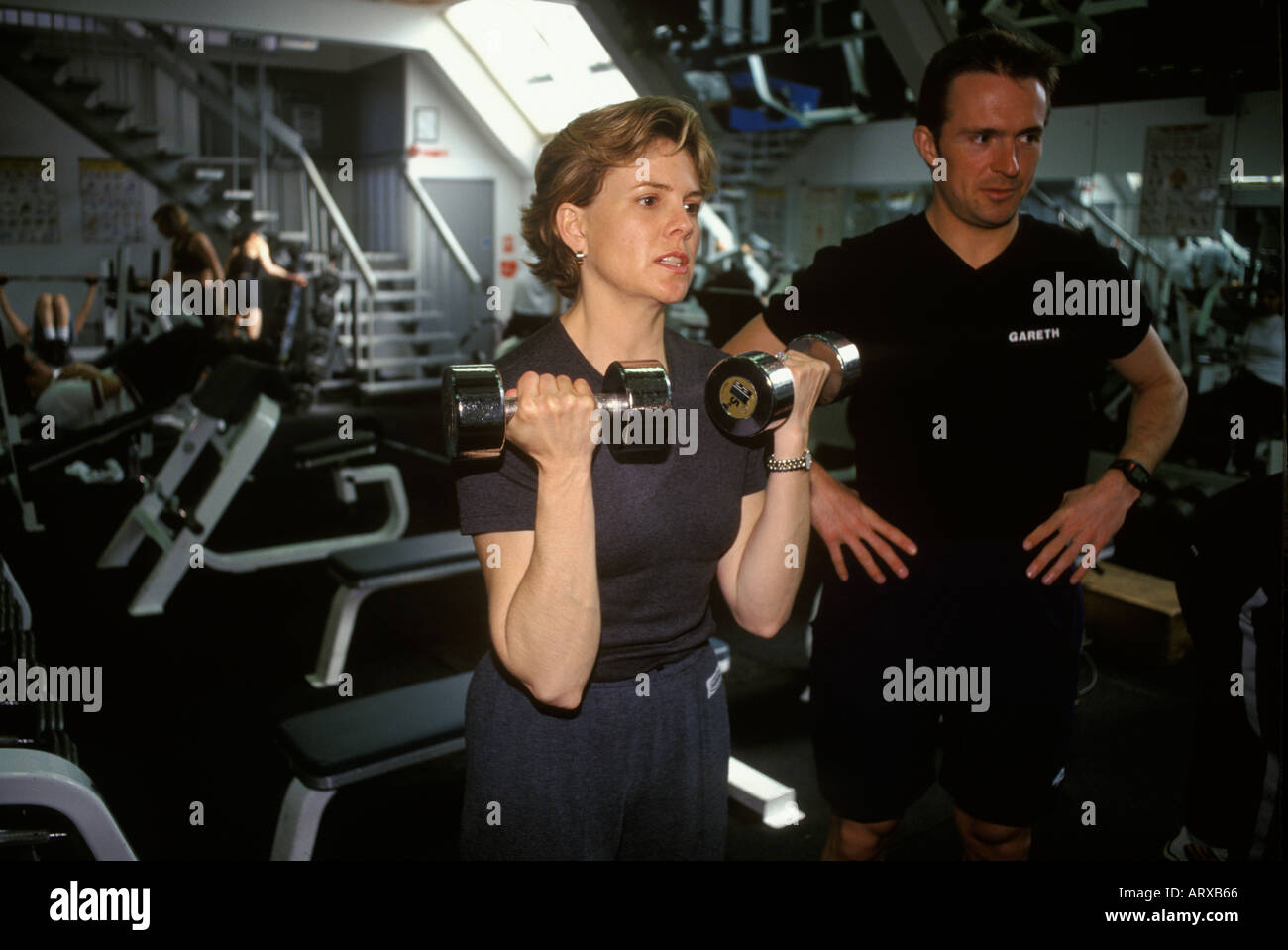 Woman keeping fit in a Keep Fit Gym with London England 2000s HOMER ...