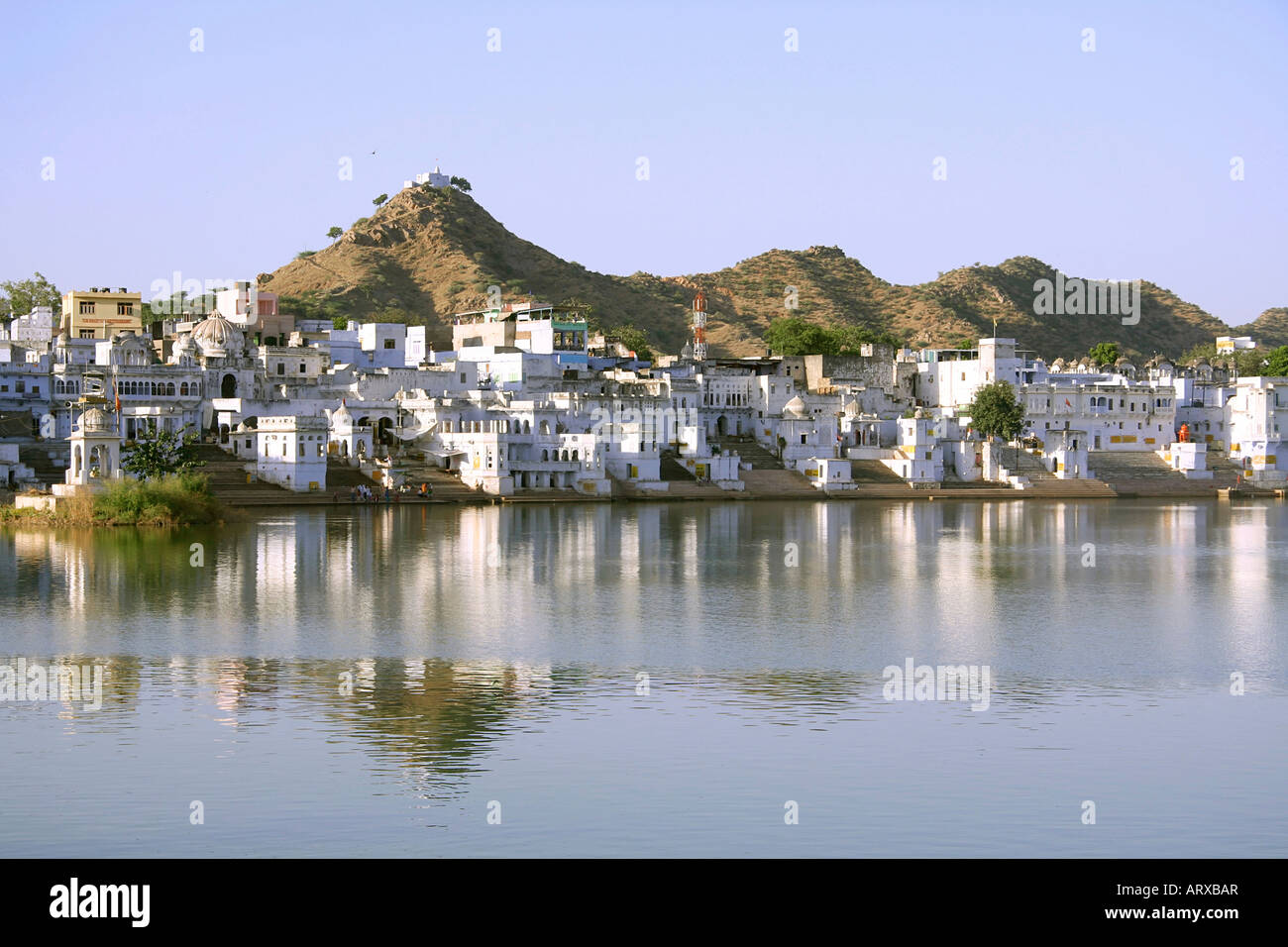 ghats on pushkar lake rajasthan india Stock Photo - Alamy