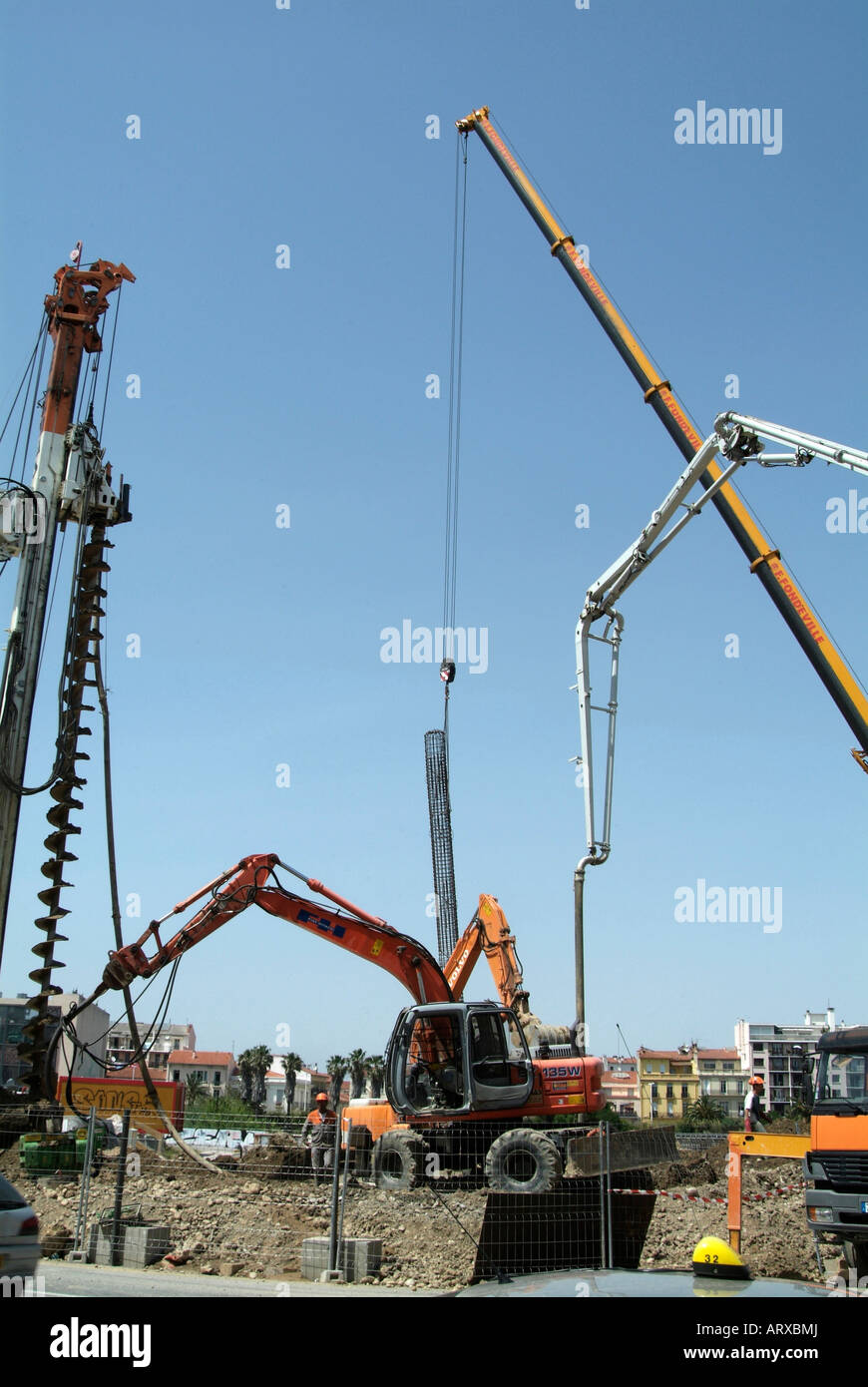building site construction crane concrete pump Stock Photo - Alamy