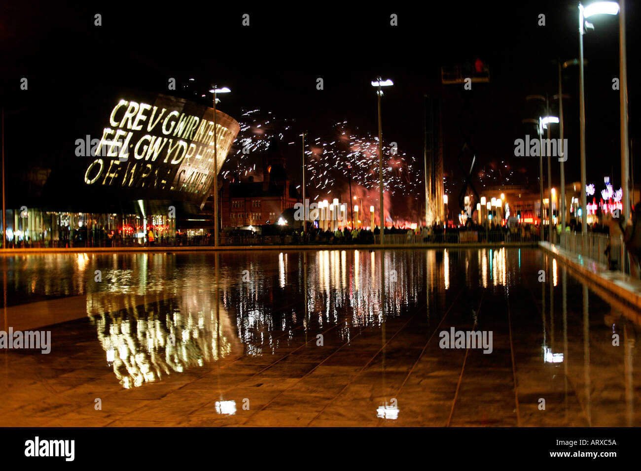 Fireworks display millennium centre cardiff hi-res stock photography ...