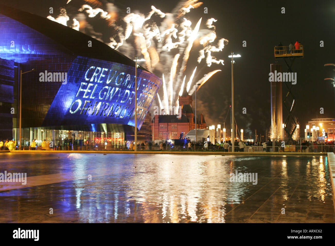 Fireworks display millennium centre cardiff hi-res stock photography ...