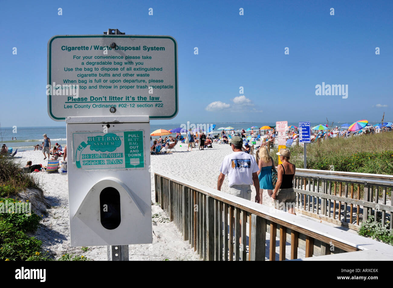 Cigarette waste disposal system near public beach hi-res stock ...