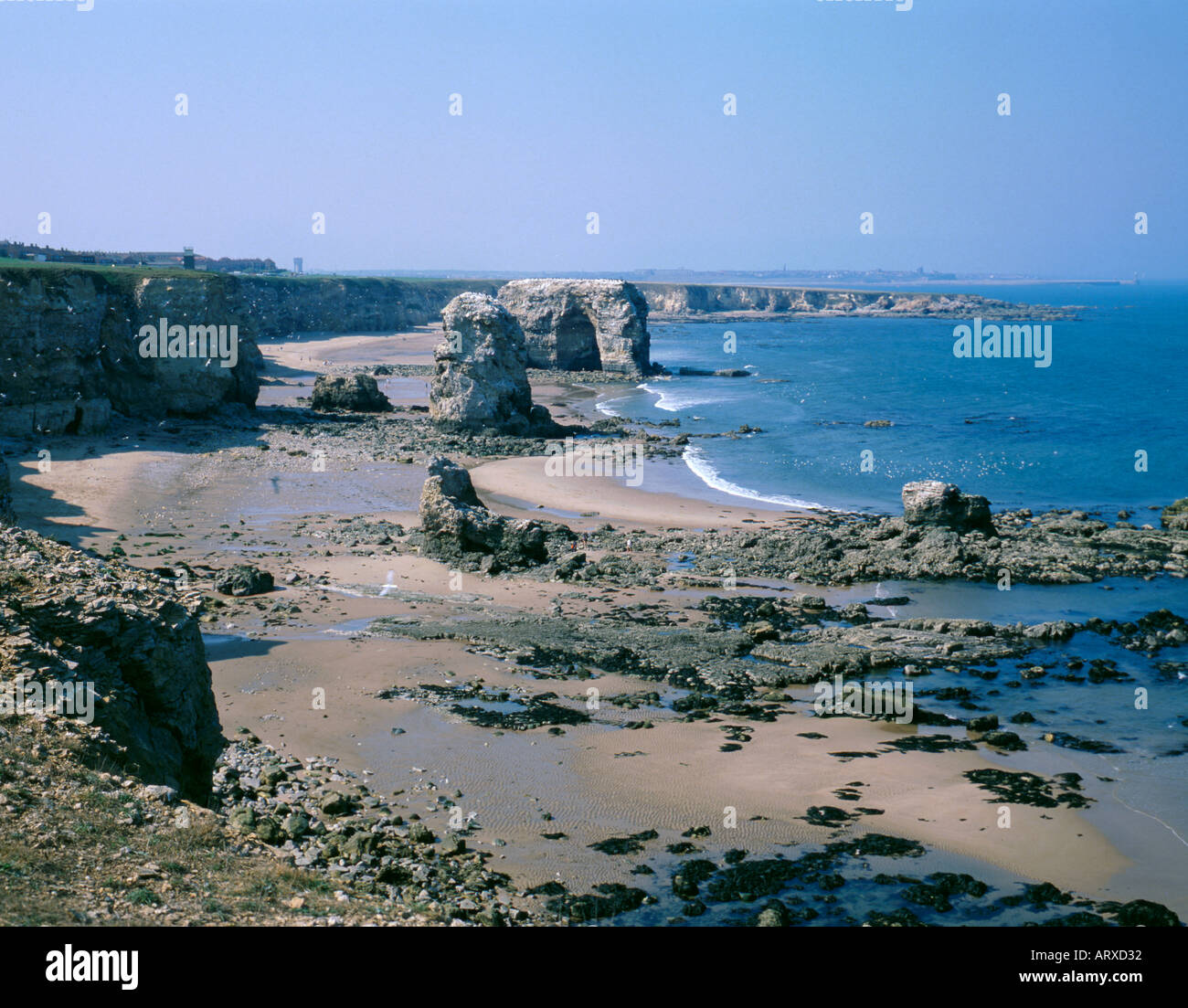 View north over Marsden Bay, near South Shields, Tyne and Wear, England ...