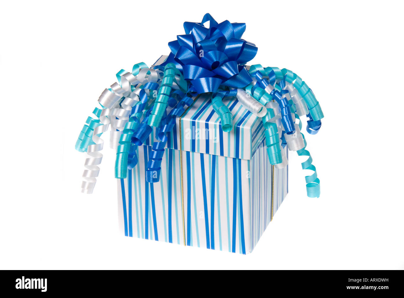 A beautiful blue gift box isolated against a white background Stock ...