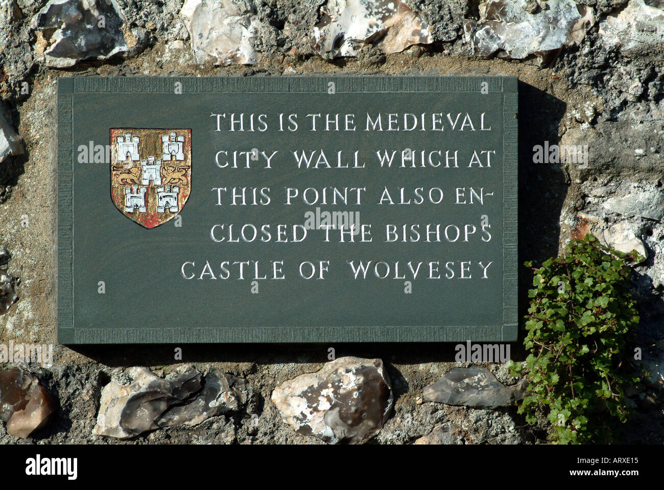 Medieval City Wall sign relates to Bishops Castle Wolvesey Winchester ...