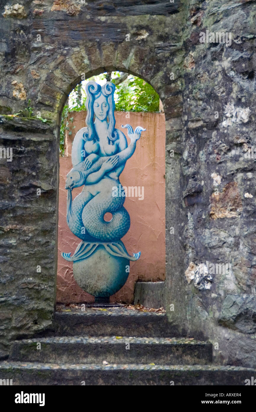 Wales symbols signs or art in Portmeirion village the mermaid Stock ...