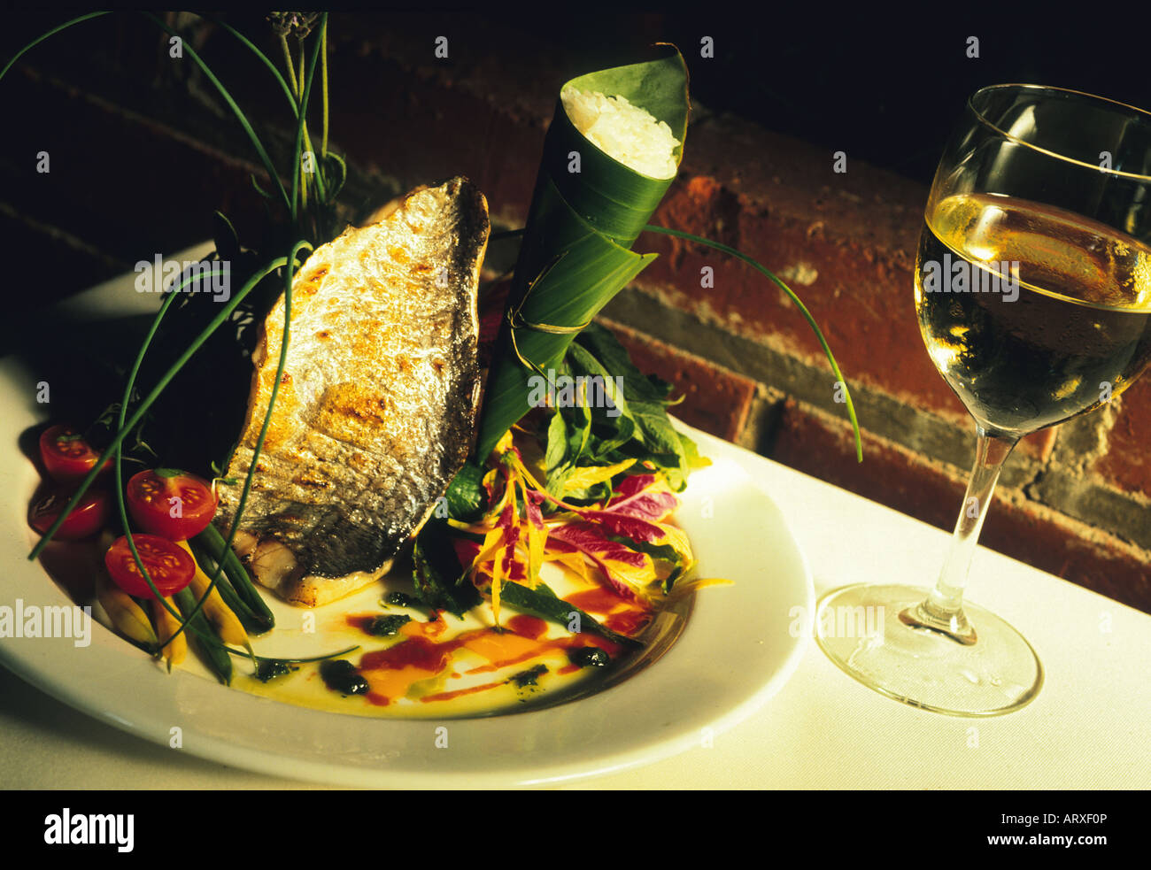 A fine fish presentation put together by Chef Glen Chu at Indigo ...
