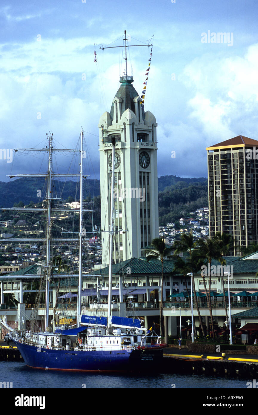 The Aloha Tower Marketplace in Honolulu Harbor Stock Photo - Alamy