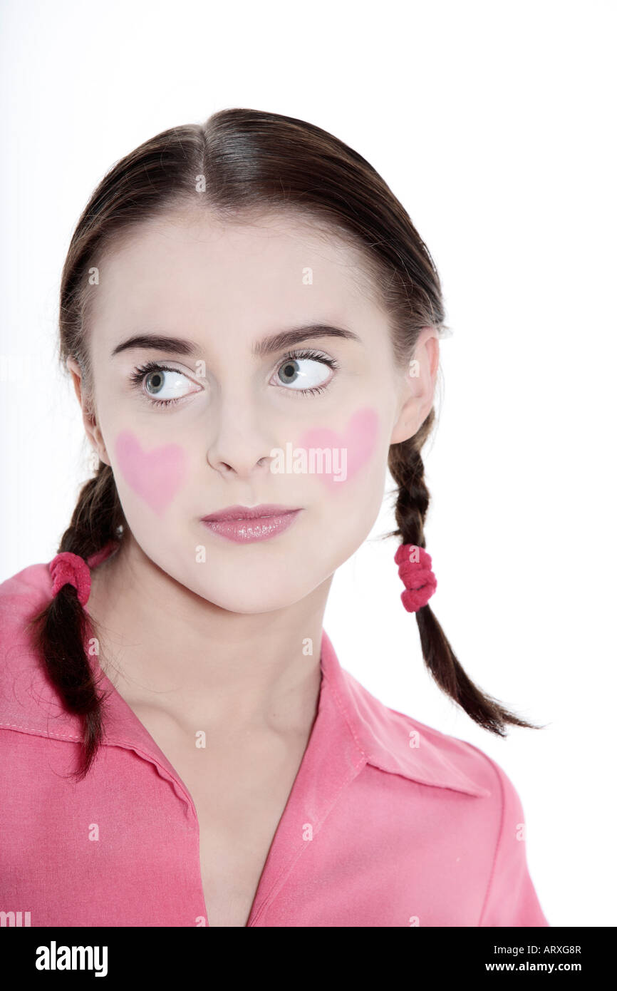 studio shot portrait isolated on white background of a young romantic ...