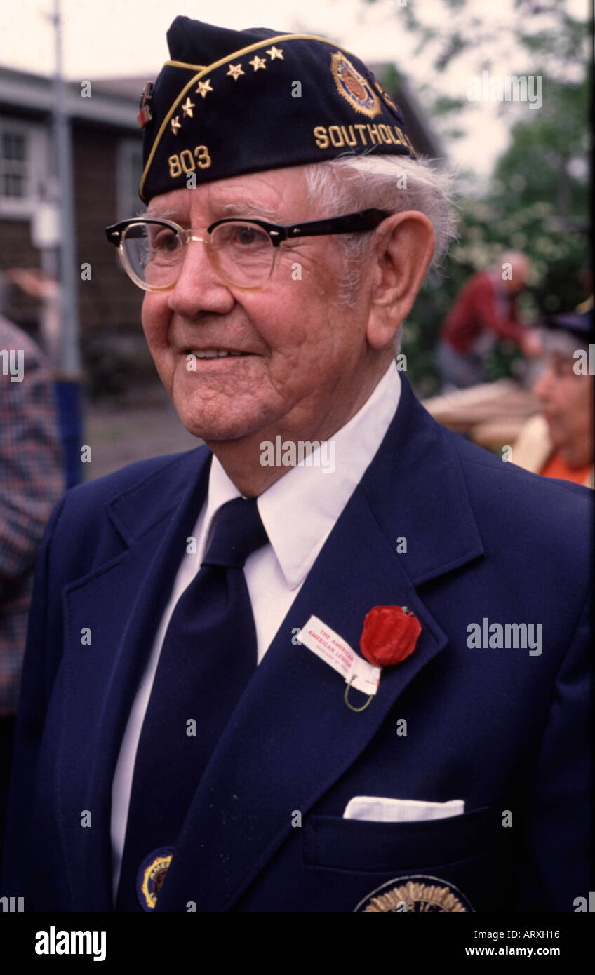 Portrait of a World War II veteran at a Memorial Day Parade in ...