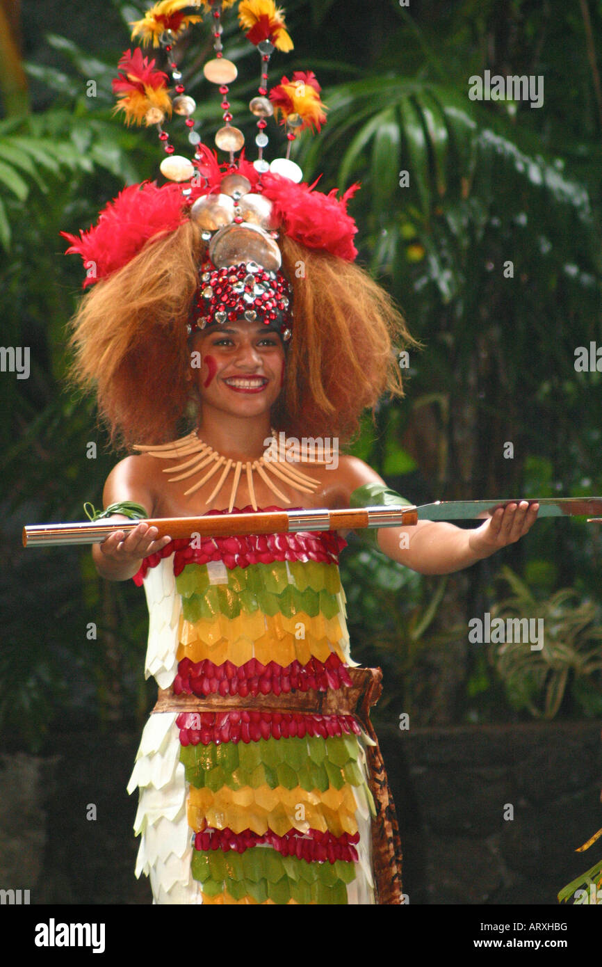 Samoan girl doing a taualuga dance. This dance is traditionally ...