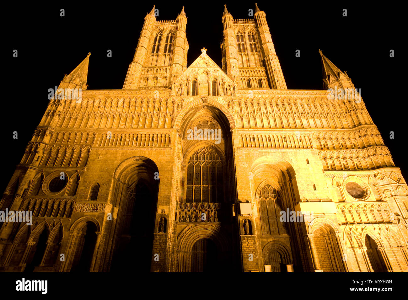 Lincoln Cathedral Front Aspect at Night January 2008 Stock Photo - Alamy