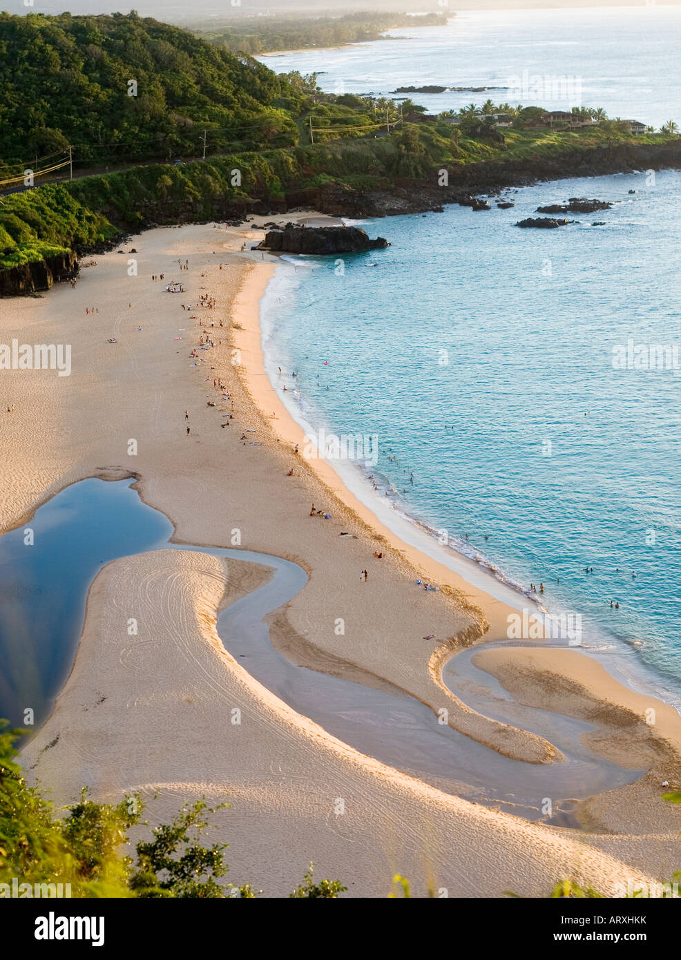 Shot of Waimea bay from above Stock Photo - Alamy