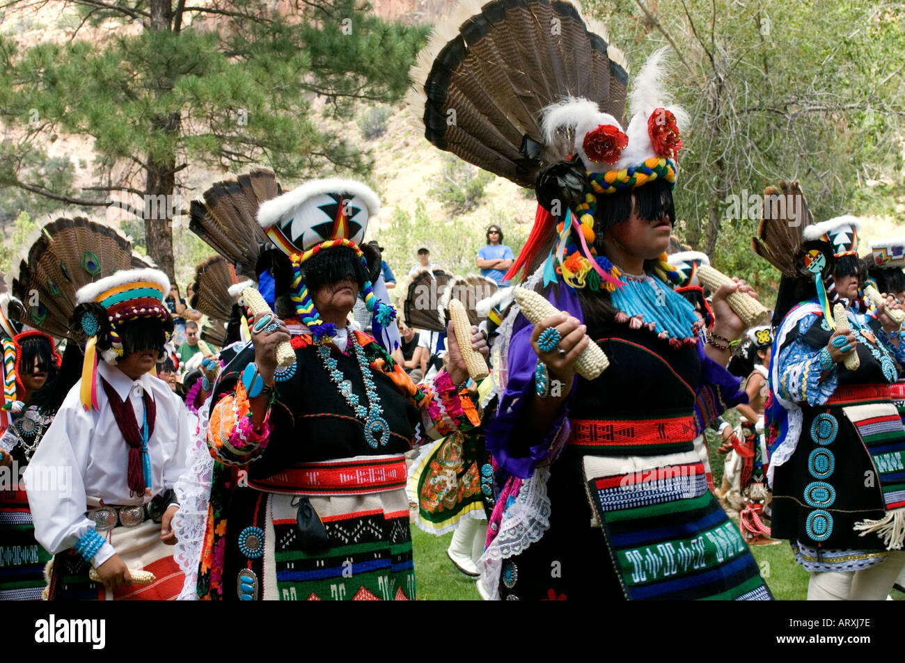 Zuni Pueblo dancers preforming traditional dances at Bandelier National ...