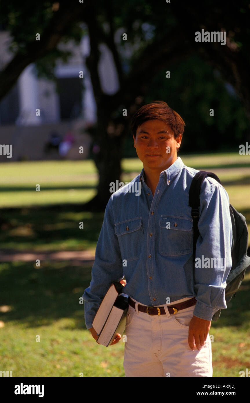Japanese American college man at the University of Hawaii Stock Photo ...