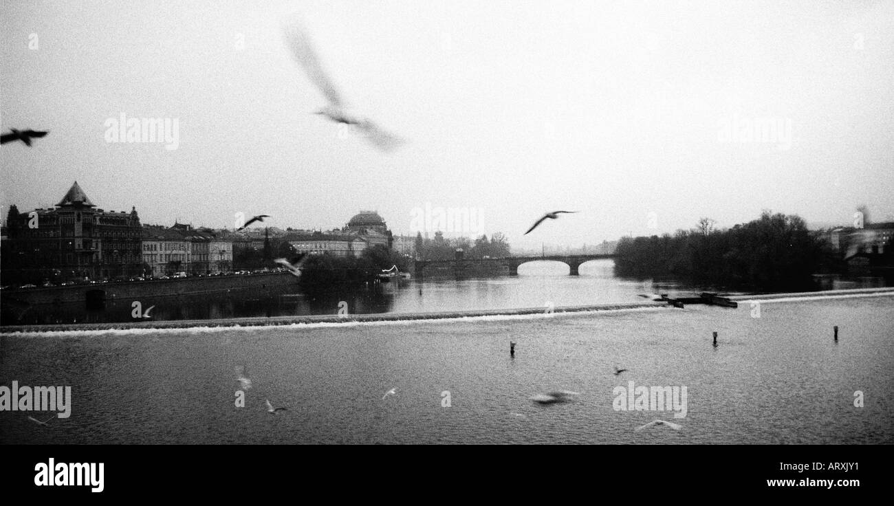 Across bridge over river Black and White Stock Photos & Images - Alamy