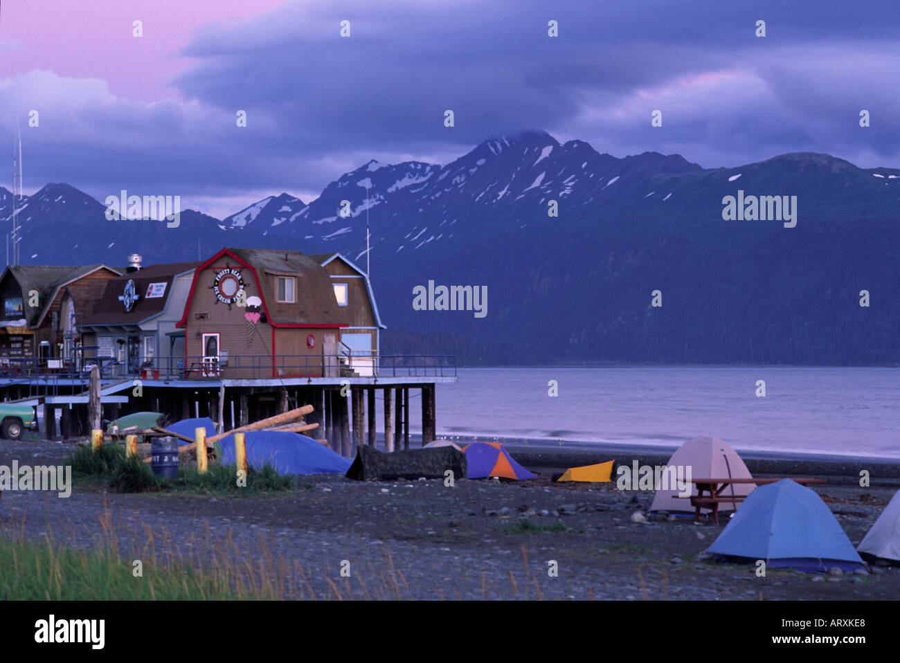 Colourful sunset at Homer town in Alaska 2000 Stock Photo - Alamy