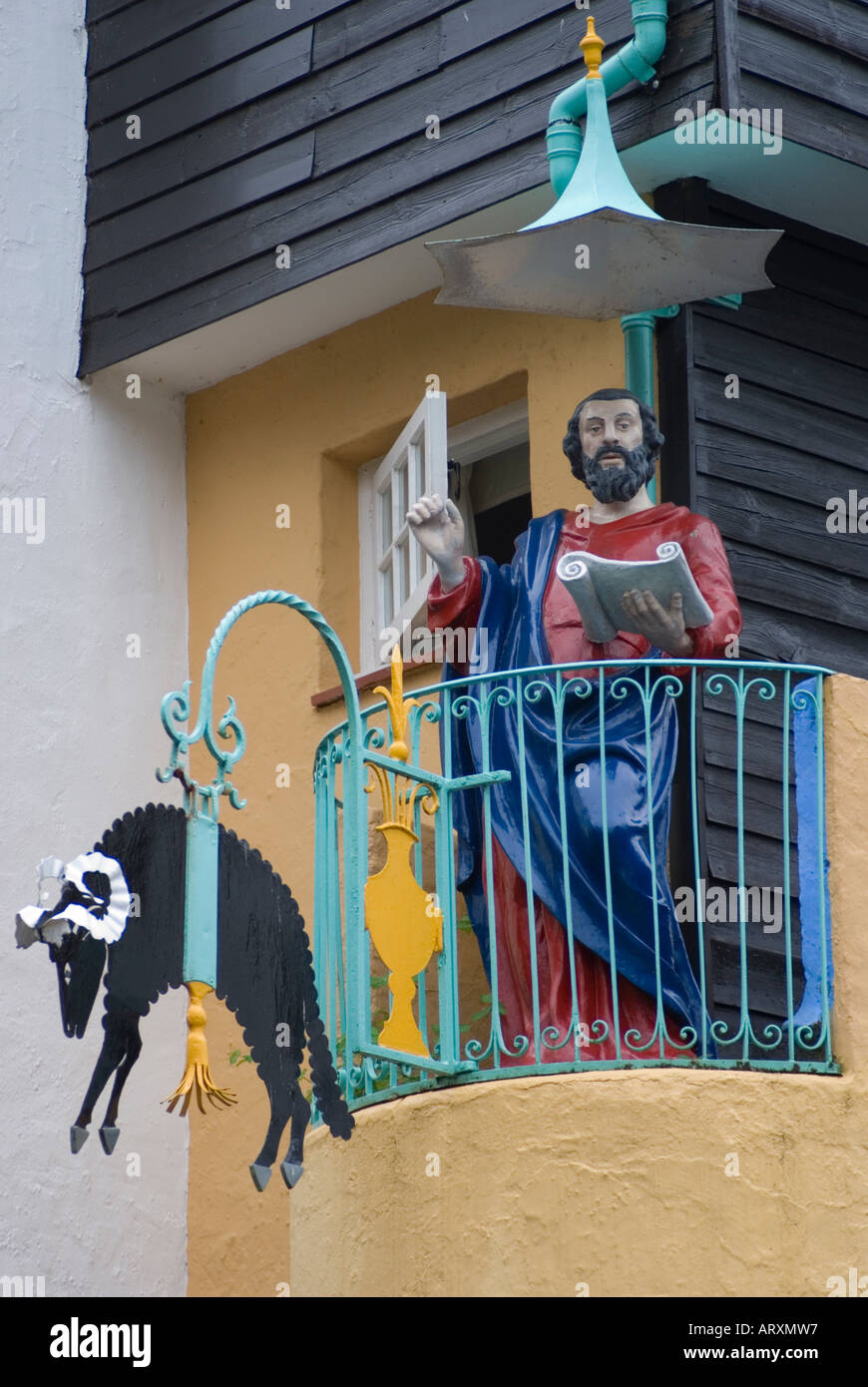 Portmeirion Wales the wool shop sign Stock Photo - Alamy