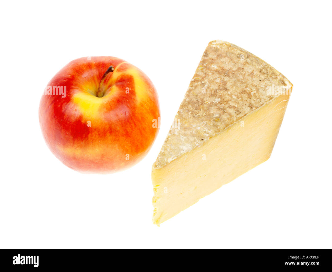 Cheshire Cheese with Red Apple Stock Photo - Alamy
