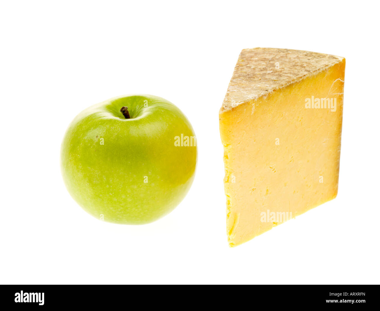 Cheshire Cheese with Green Apple Stock Photo - Alamy