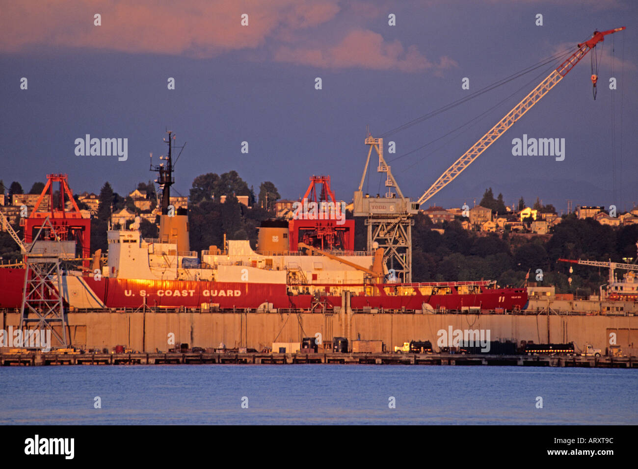 Coast Guard boat in drydock, Port of Seattle Stock Photo - Alamy