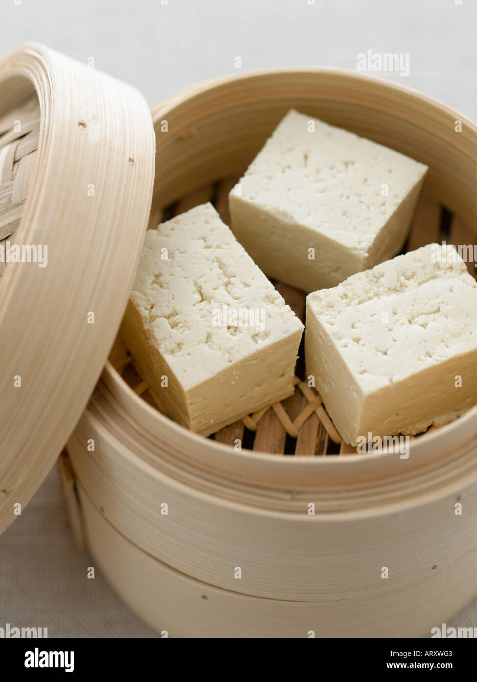Tofu in bamboo steamer Stock Photo - Alamy