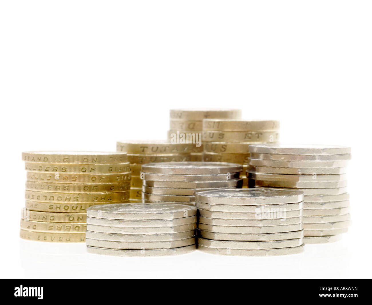 50 pence pile hi-res stock photography and images - Alamy